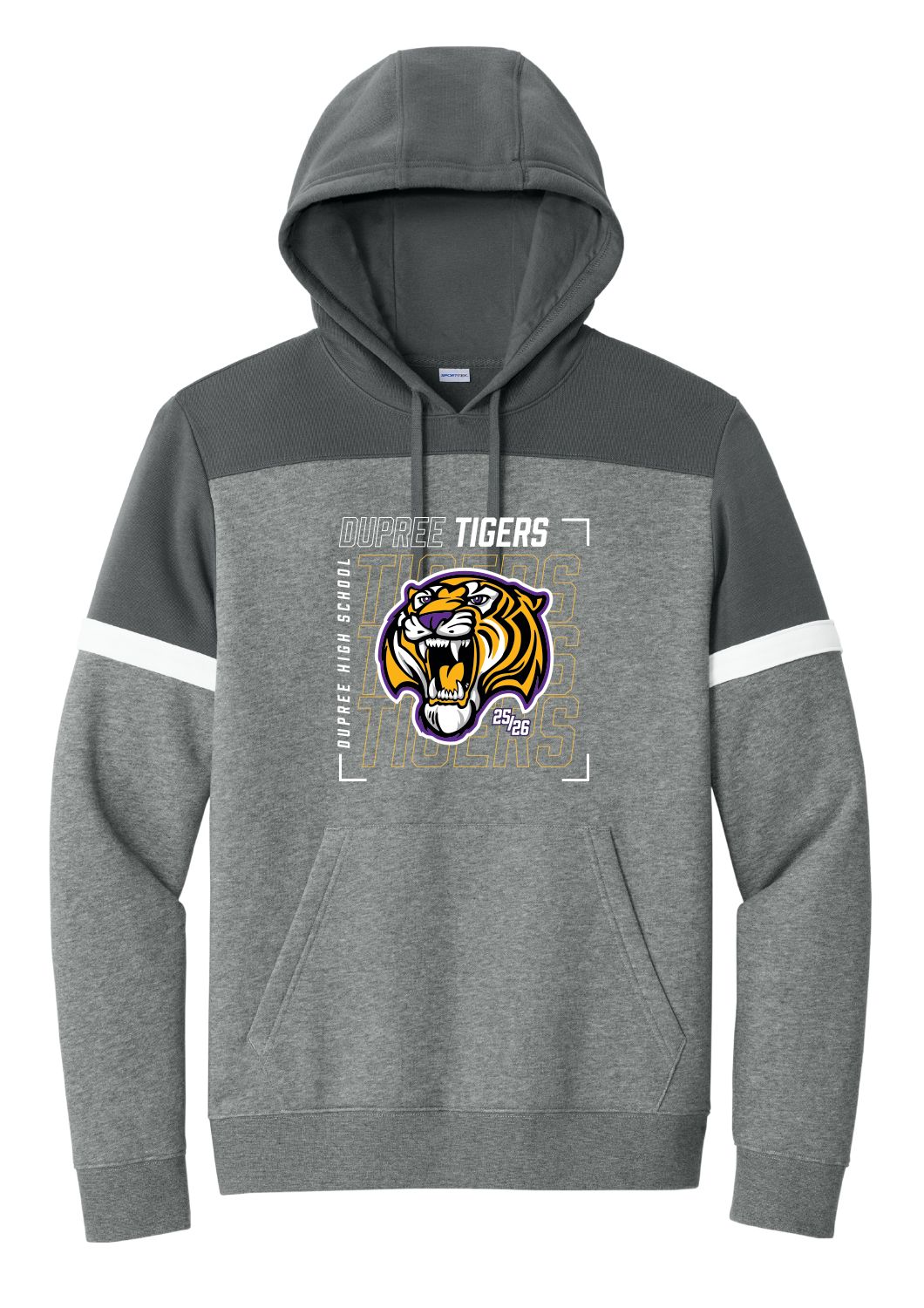 Dupree Tigers All School Mascot Fleece Colorblock Hoodie | byqqp.com
